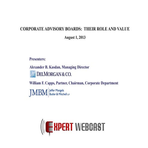 Corporate Advisory Boards, Their Role and Value | PDF