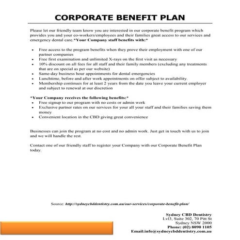 Corporate Benefit Plan | PDF