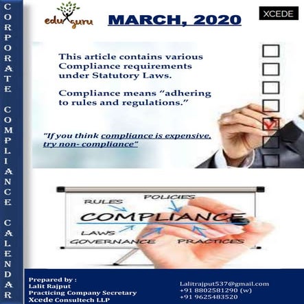 Corporate compliance calendar march 2020 | PDF