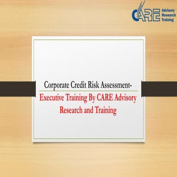 Corporate Credit Risk Assessment-Executive Training By CARE Advisory ...