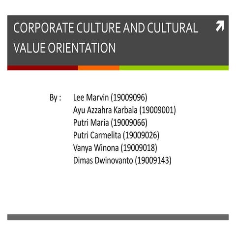 Corporate Culture and Cultural Value Orientation | PPT