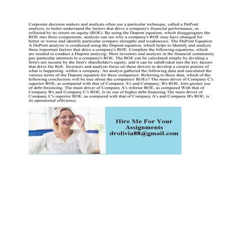 Corporate decision makers and analyats often use a particular techniqu.docx