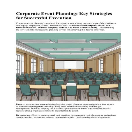 Corporate Event Planning: Key Strategies for Successful Execution | PDF