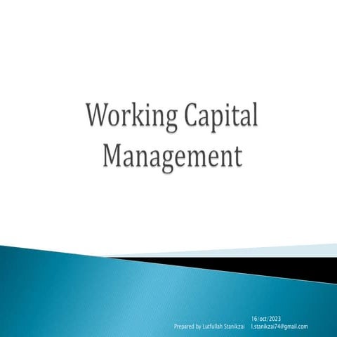 Working capital management part of corporate finance ppt | PPTX
