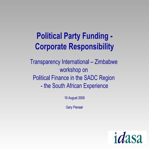 Corporate Funding Of Political Parties | PPT