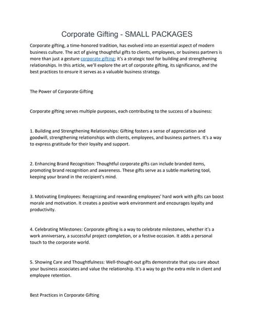 Corporate gifting ideas | PPTX