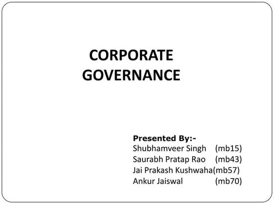 The cadbury committee report on corporate governance | PPT