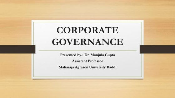 Corporate Governance Models | PPTX | Business Administration | Business