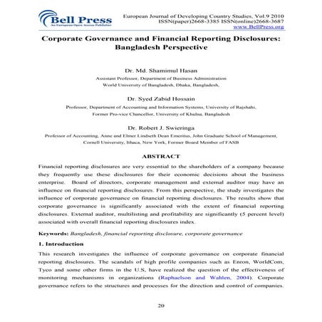 Corporate governance and financial reporting disclosures | PDF