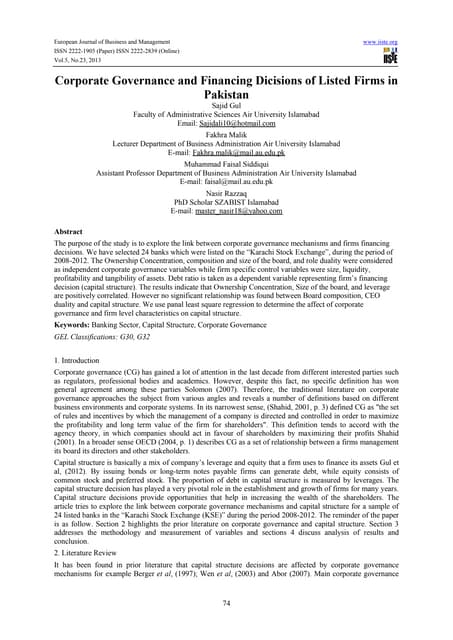 Impact of Corporate Governance on Organizational Performance | PDF