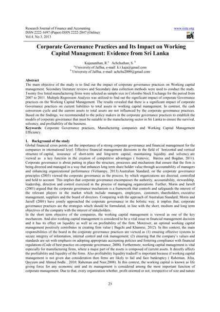 Impact of Corporate Governance on Organizational Performance | PDF