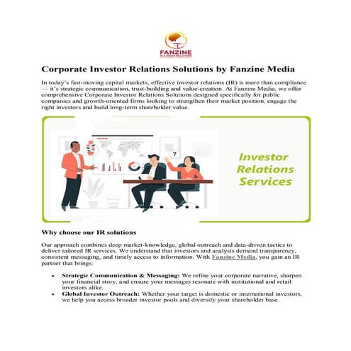 Corporate Investor Relations Solutions by Fanzine Media | PDF