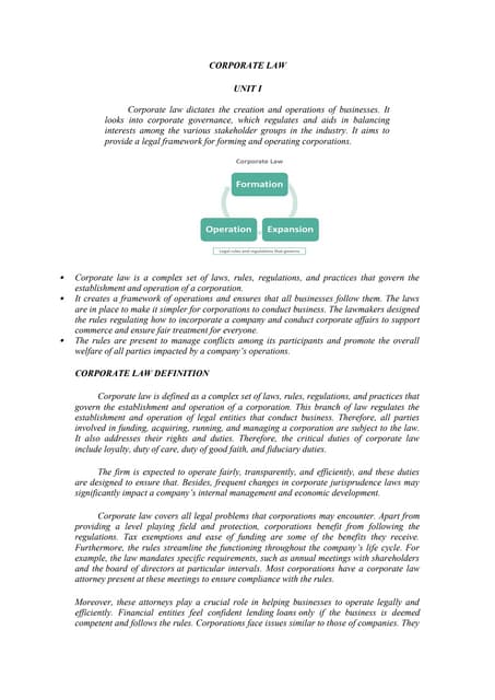 Company law 1994 summary final | PDF