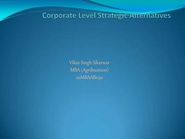 Strategic formulation: corporate strategy | PPTX
