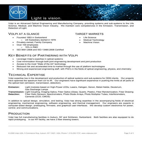 Corporate Overview 1 Pager | PDF