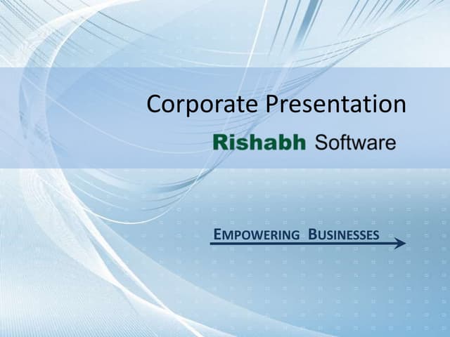 Rishabh Software Corporate Presentation Ppt
