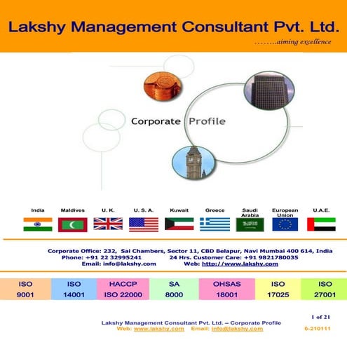 Corporate profile lakshy management consultant pvt. ltd. - iso ...