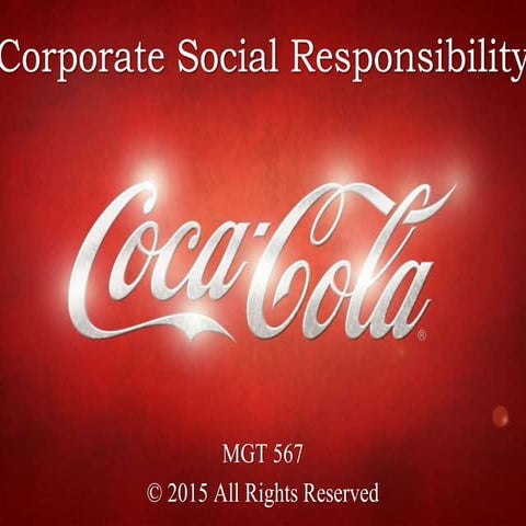 Corporate Social Responsibility Case Study: Coca Cola India