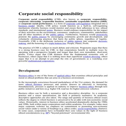 Corporate social responsibility | DOC