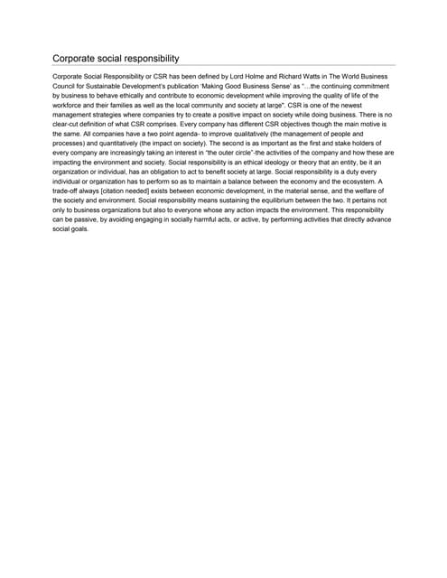 Corporate social responsibility lecture notes | PDF | Green Solutions ...