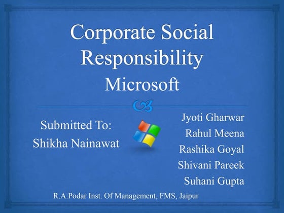 CORPORATE SOCIAL RESPONSIBILITY IN INDIA | PPT | Business | Business ...