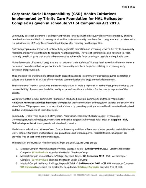 Corporate Social Responsibility Health Initiative | PDF | Medical Health