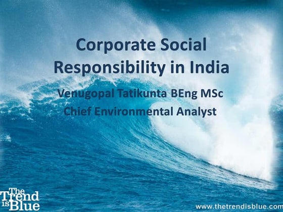 CORPORATE SOCIAL RESPONSIBILITY IN INDIA | PPT | Business | Business ...