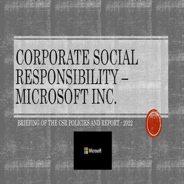 CORPORATE SOCIAL RESPONSIBILITY – MICROSOFT INC.pptx