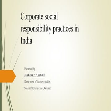 Corporate social responsibility practices in india | PPT