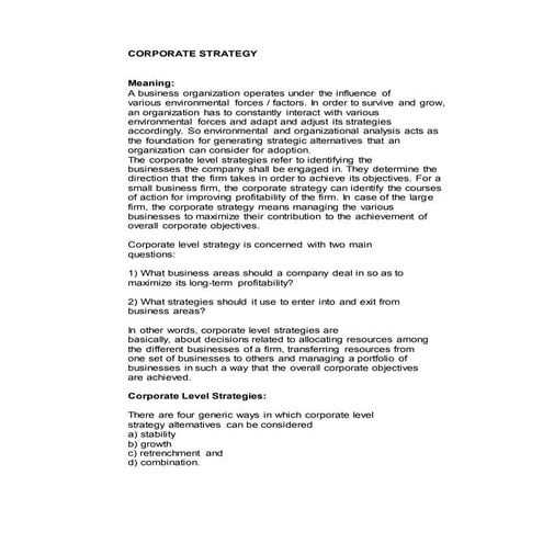 Corporate strategy for beginners... | PDF