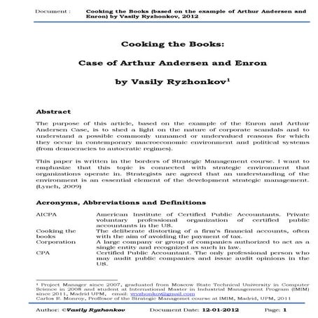 Ryzhonkov Vasily_Case Analysis_Enron & Arthur Andersen Cooking books ...