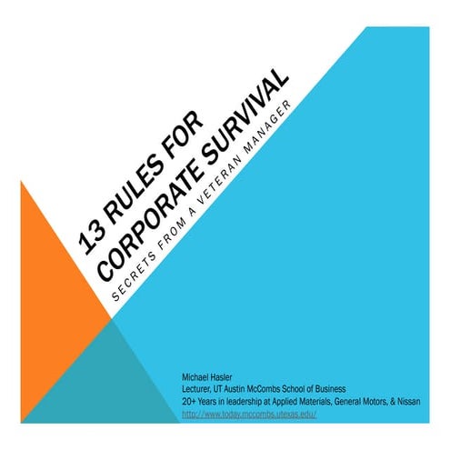 13 Rules for Corporate Survival | PDF