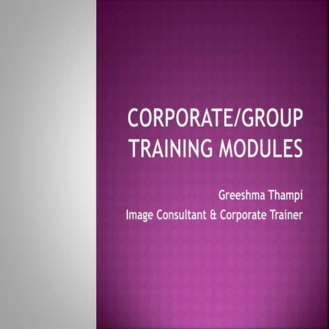 Corporate and Group Training Modules | PPT