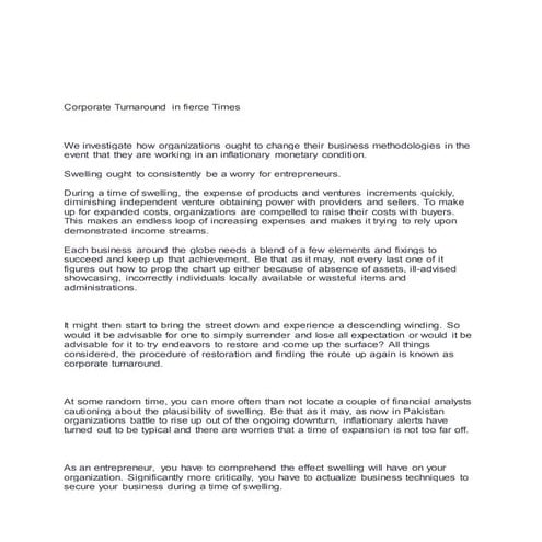 Steps of a Corporate Turn-Around | PDF