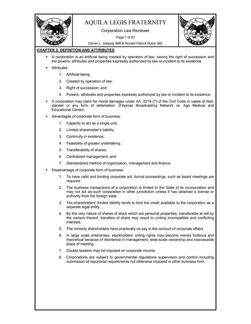 R.A. No. 11232 - The Revised Corporation Code Concepts and Doctrines | PPTX