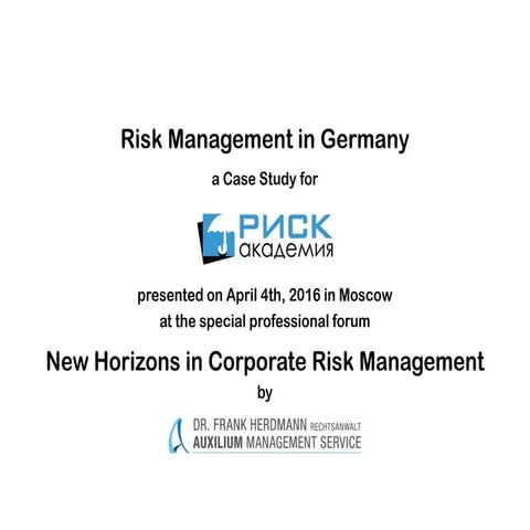 #Corpriskforum2016 - Frank Herdmann | PDF