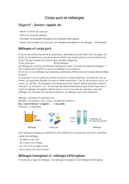 Corps purs et melanges | PDF Corps purs et melanges | PDF