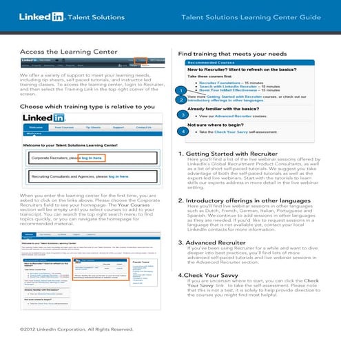 LinkedIn Talent Solutions Learning Centre - Corporate | PDF