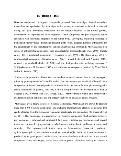 Bioactive Compounds From Microalgae Pdf Chemistry Science