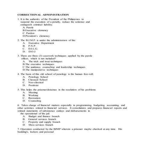 Correctional administration questionaire | DOCX