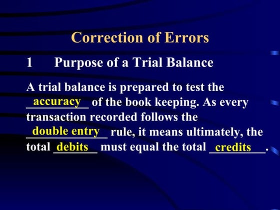 Trial balance and errors | PPTX