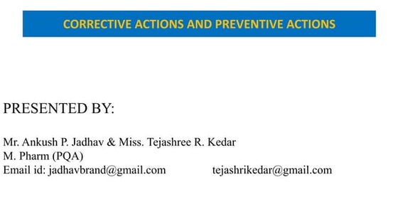 Corrective & Preventive actions (CAPA) | PPT