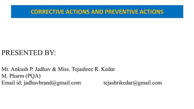 Corrective and Preventive action (CAPA) | PPT