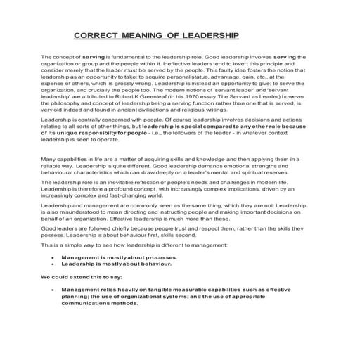 Correct meaning of leadership | PDF