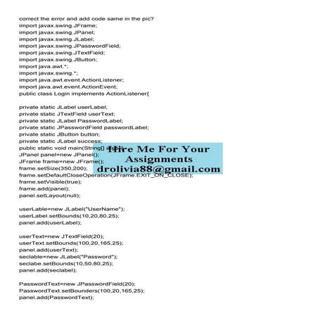 correct the error and add code same in the pic import jav.pdf ...