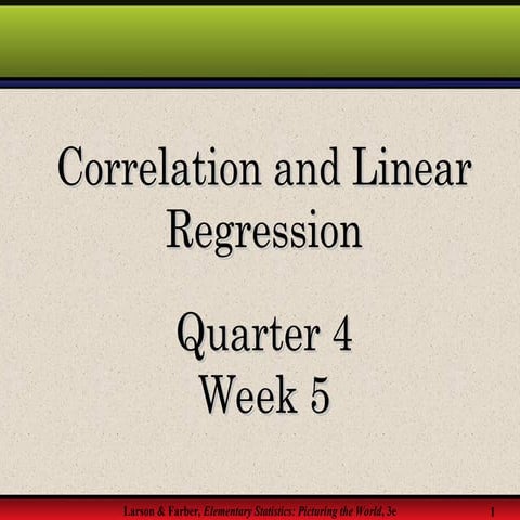 Statistics and Probability Correlation and Regression | PPT