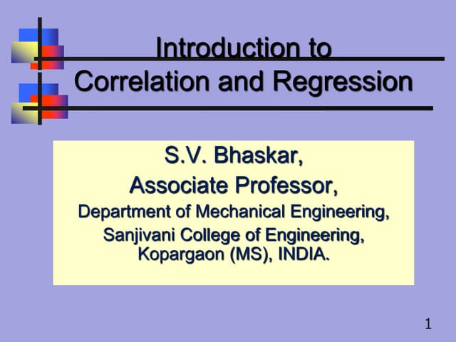 Correlation And Regression