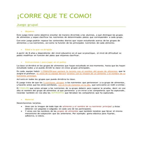 Corre que te como | DOCX