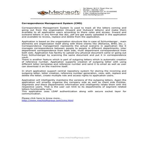 Correspondence Management System | PDF