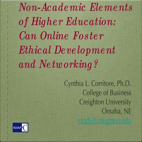 Corritore Poster: Non-Academic Elements Online Learing | PPT